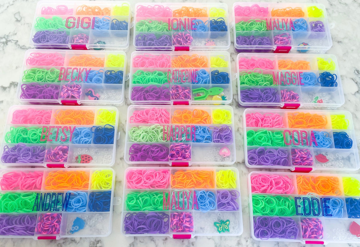 Personalized party favor size rainbow loom boxes – WrappedRhodeIsland